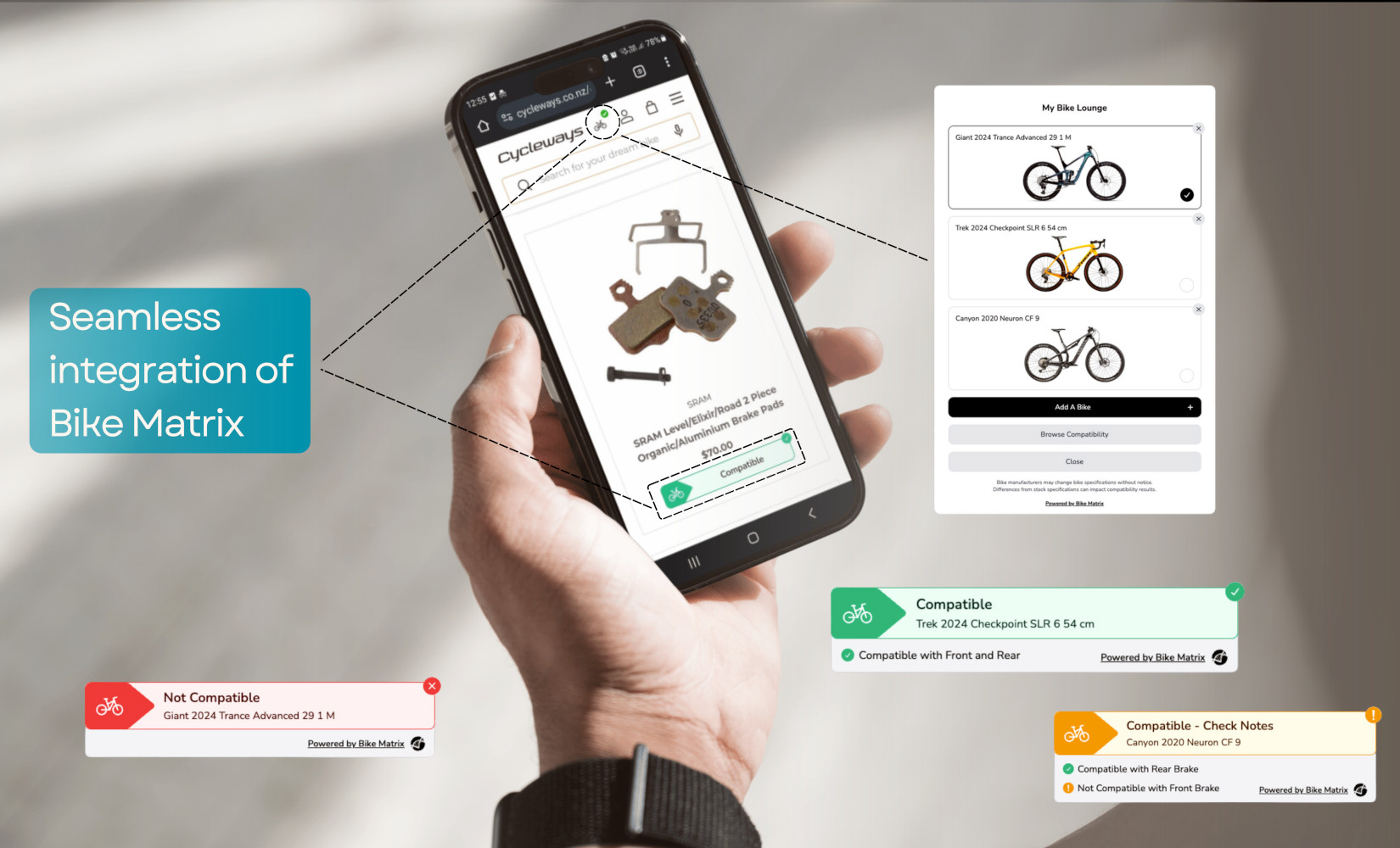 Bidex holt Bike Matrix an Bord